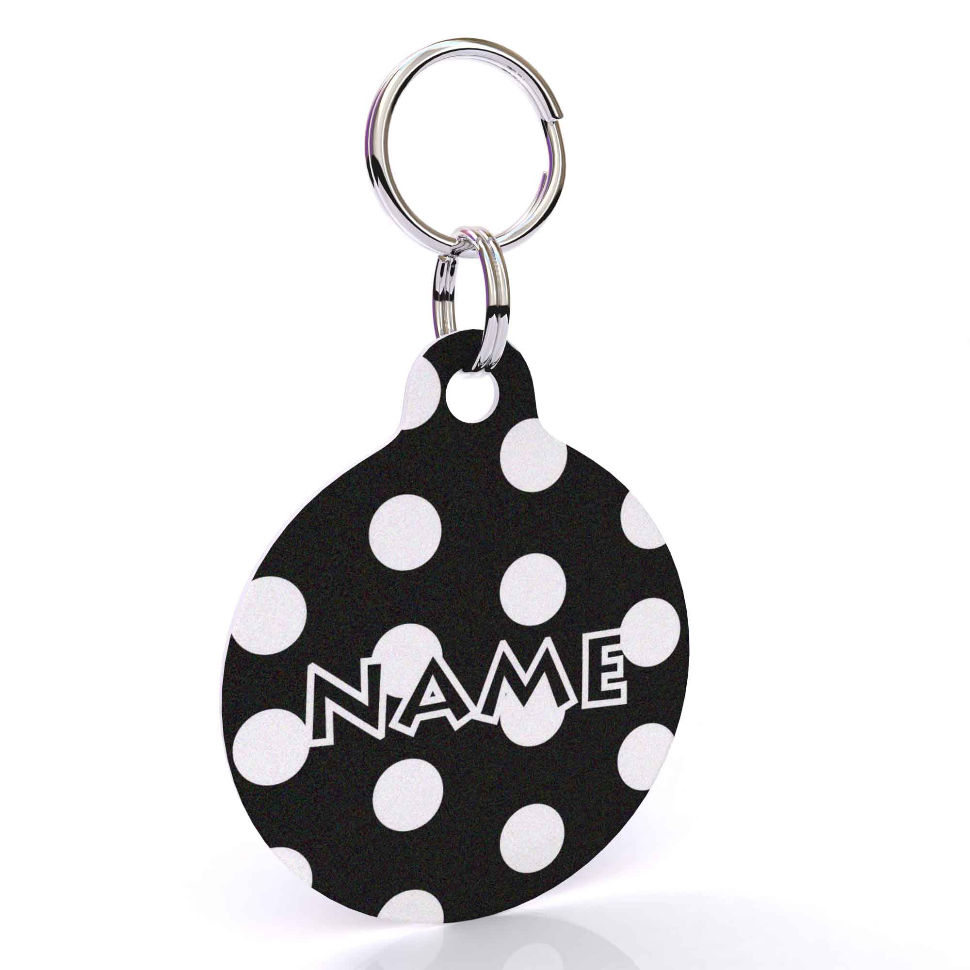 Black Polka Dot HD Dog ID Tag - Hot Dog Collars